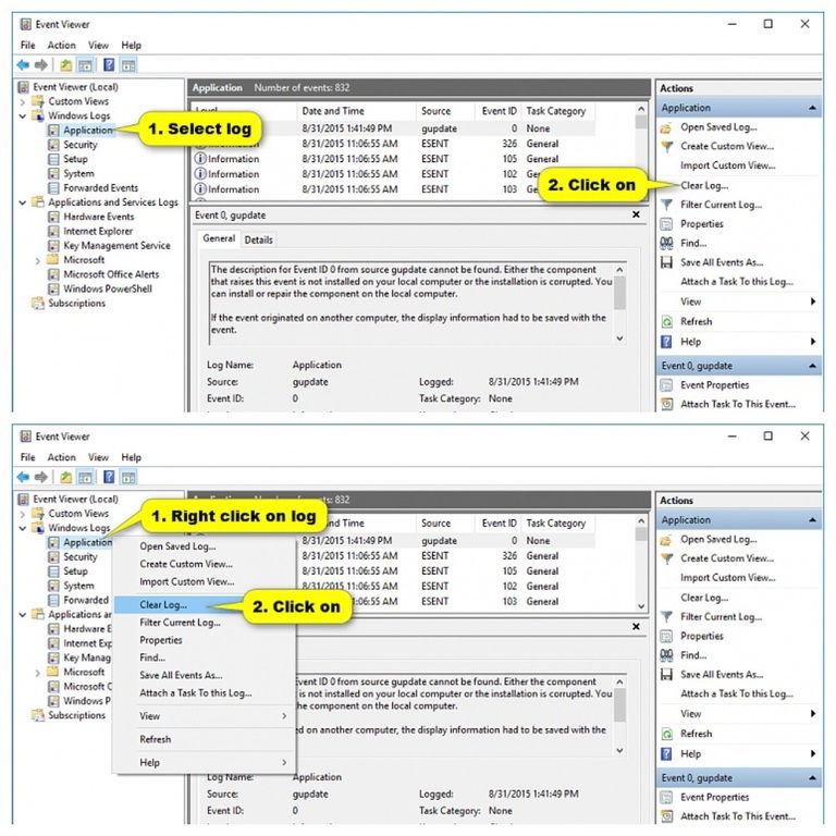 How To Clear Event Viewer Logs On Windows System Action1